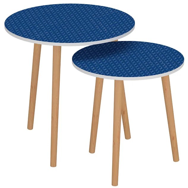 Set dvou příručních stolků, modrá / bílá, BRIX 0000191793 Tempo Kondela