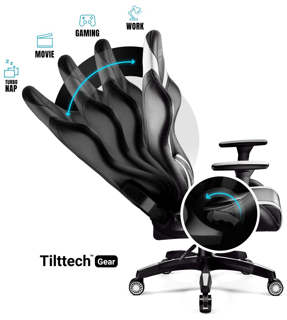 Herní židle z ekokůže King Size, černo-bílá: Diablo X-Horn 2.0