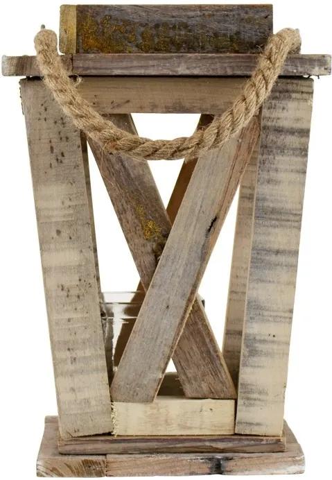Přírodní dřevěná lucerna Vitt - 17*17*29cm