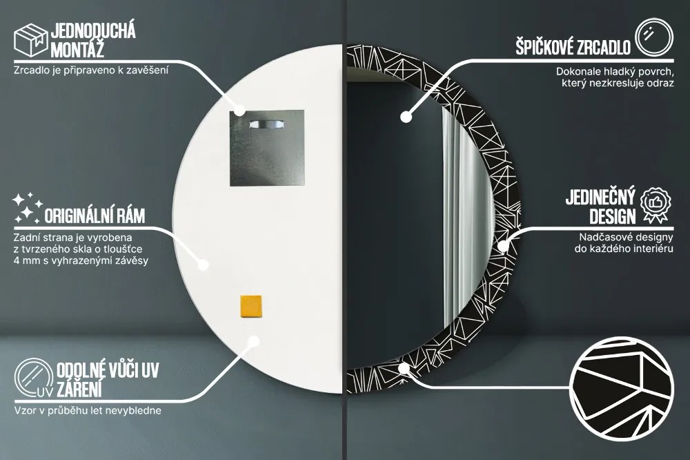 Kulaté dekorativní zrcadlo na zeď Geometrický vzorec fi 100 cm