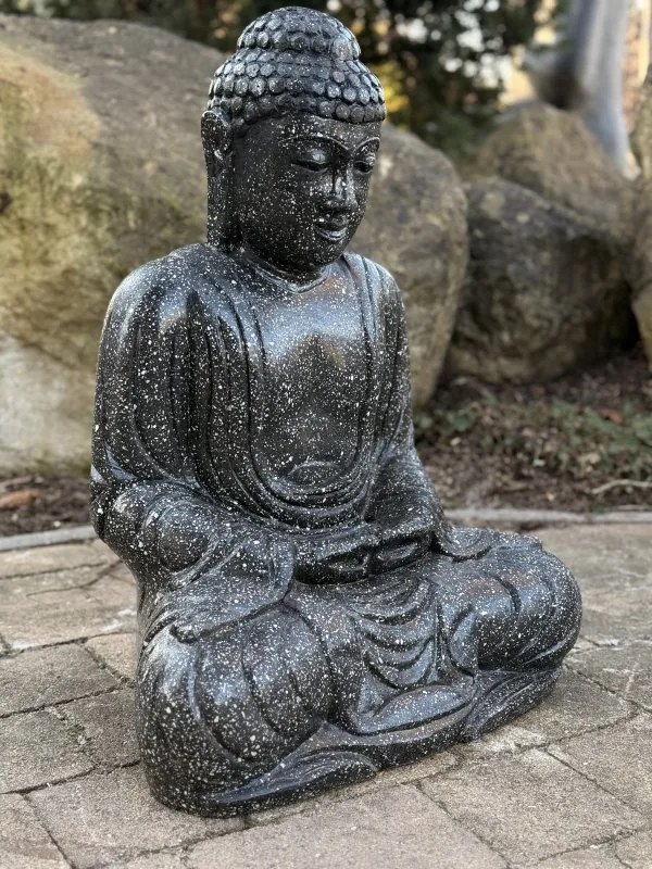 Socha Buddha z terrazza (teraco) 60 cm – ruční výroba Jáva