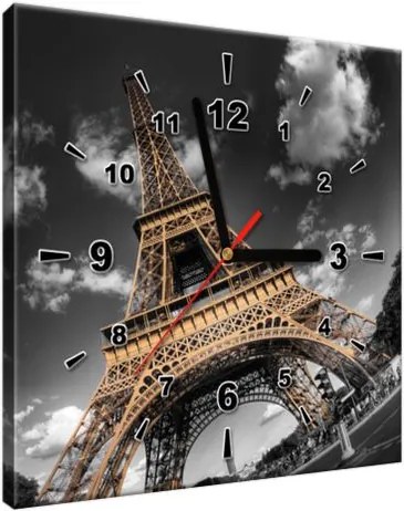 Tištěný obraz s hodinami Výhled zdola na Eiffelovu věž 30x30cm ZP263A_1AI