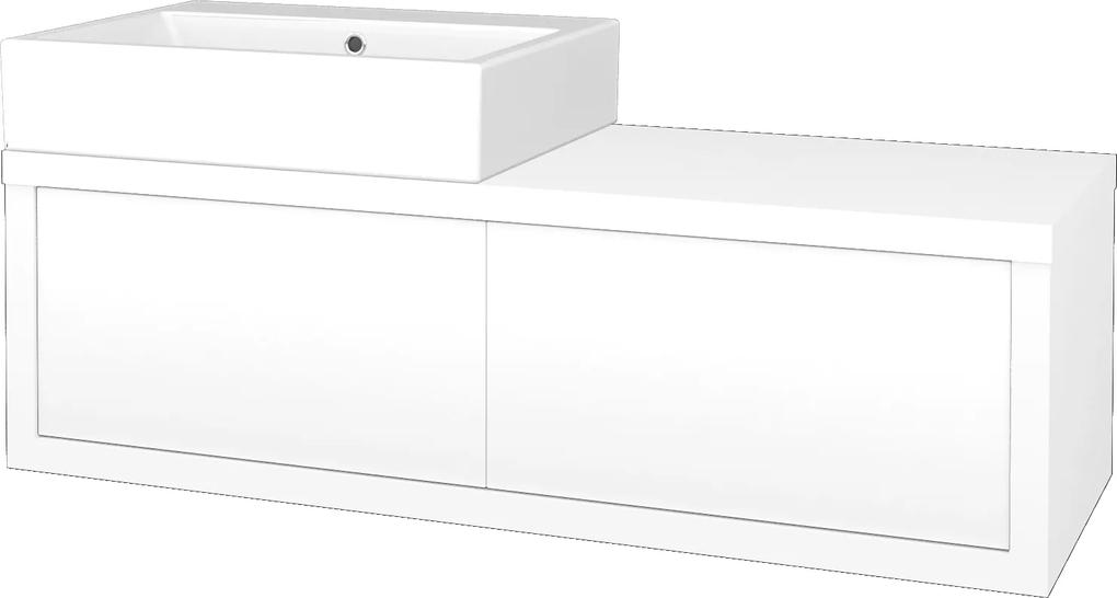 Dřevojas Koupelnová skříň STORM SZZ2 120 (umyvadlo Kube) Varianta: L01 Bílá vysoký lesk / IND Individual / Levé