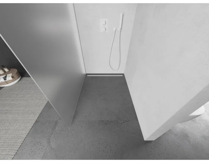 Mexen Kioto L, sprchová zástěna Walk-In 100 x 200 cm, 8mm sklo námraza, bílý profil, 800-100-103-20-30