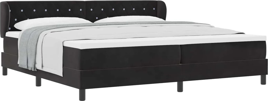 Postel s boxspringem s matrací s čelo Černá 200 x 200 cm samet 3340354