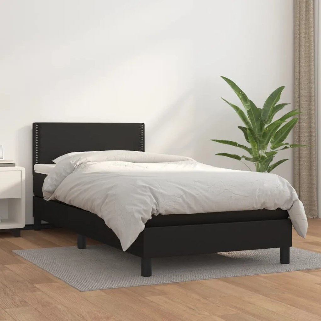 Box spring postel s matrací černá 90x200 cm umělá kůže 3141041