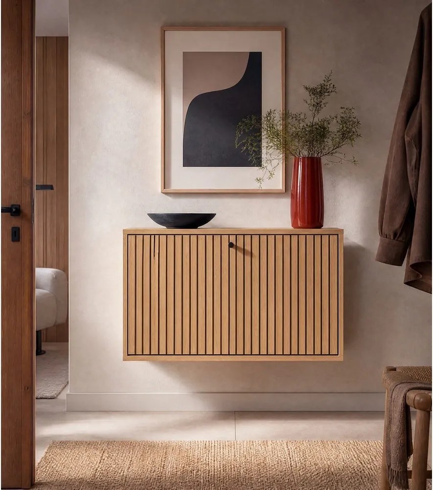 Výklopný botník v dekoru dubu v přírodní barvě 72x43x17 cm Albany – Actona