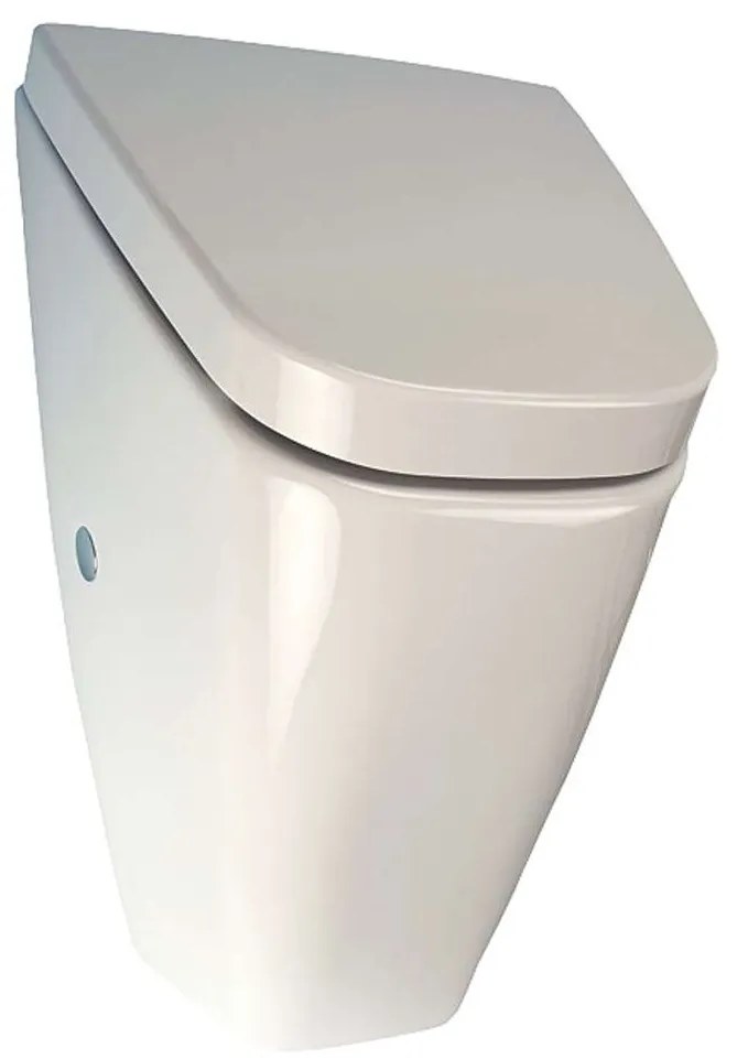 Sanela - Pisoár Villa s víkem, s radarovým splachovačem, zadní přívod vody, bateriové napájení 6 V, SoftClose, Bluetooth, bílá SLP 37RB