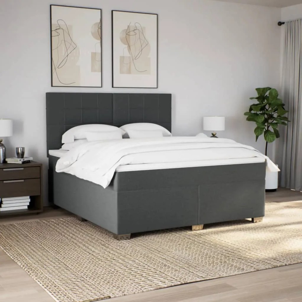 Box spring postel s matrací tmavě šedá 180x200 cm textil 3292868