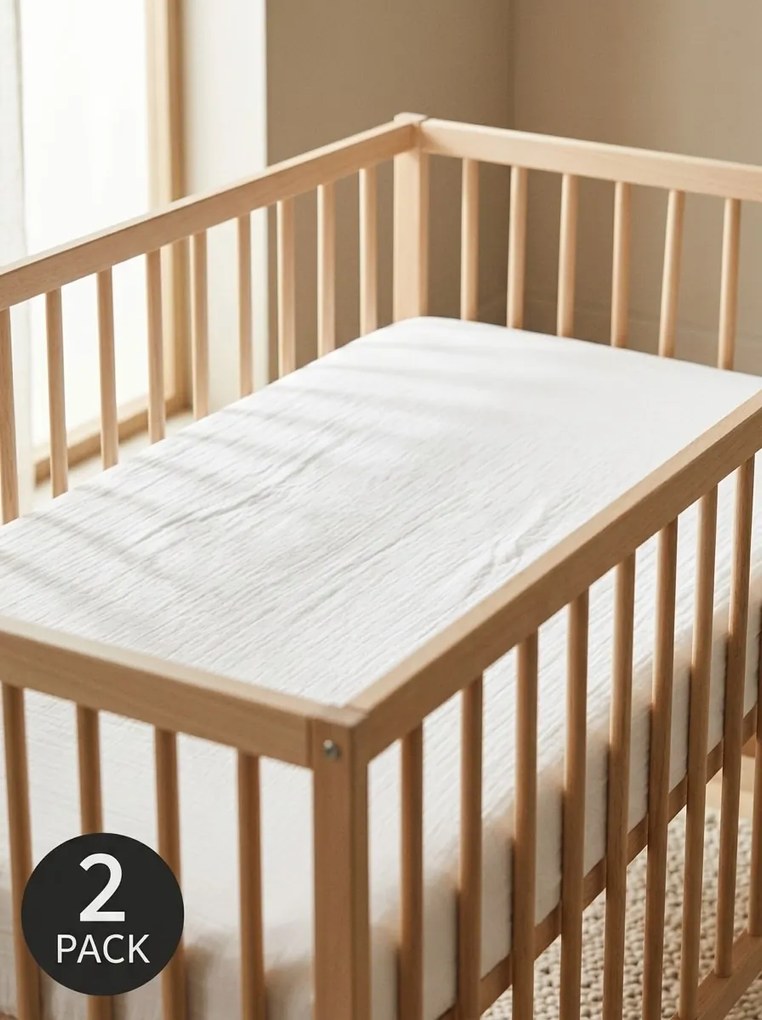 Sinsay - Bavlněná prostěradla z odolné tkaniny s gumou 2 pack - bílá