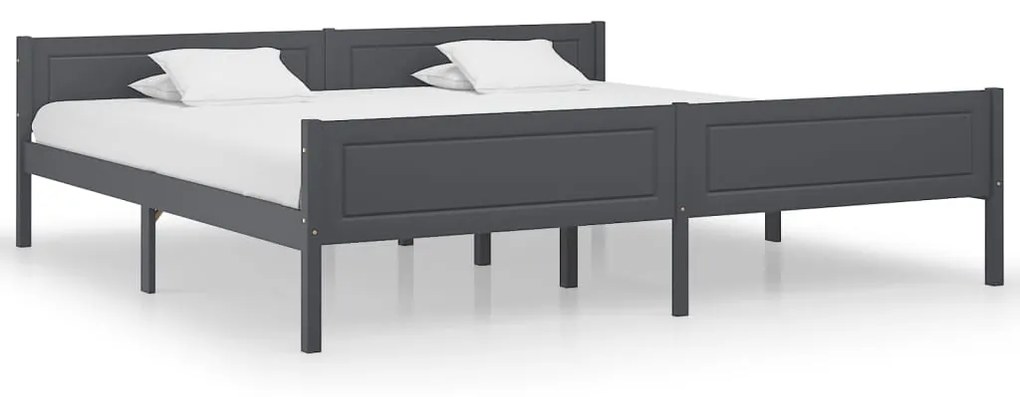 Rám postele masivní borové dřevo šedý 200 x 200 cm - Default Title