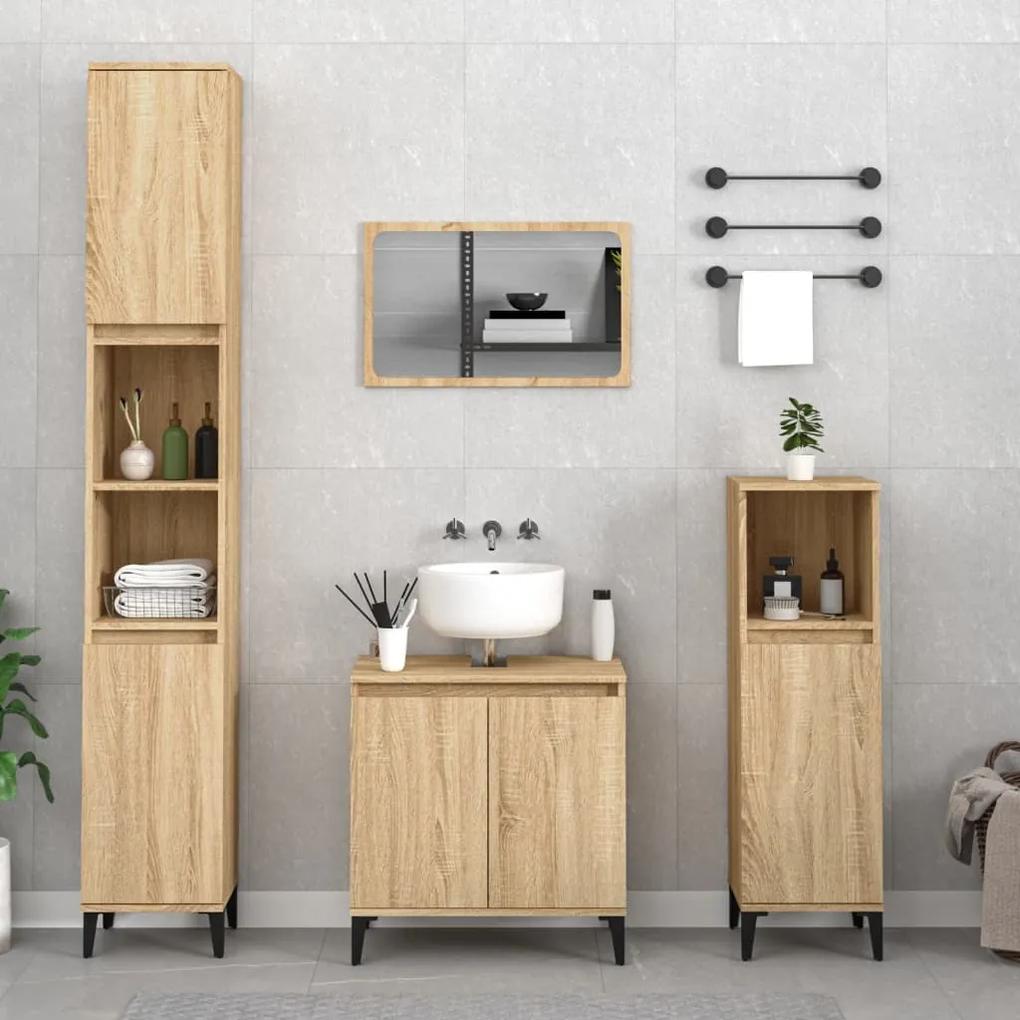 vidaXL 3dílný set koupelnového nábytku kompozitní dřevo [3185595] Barva: Černá