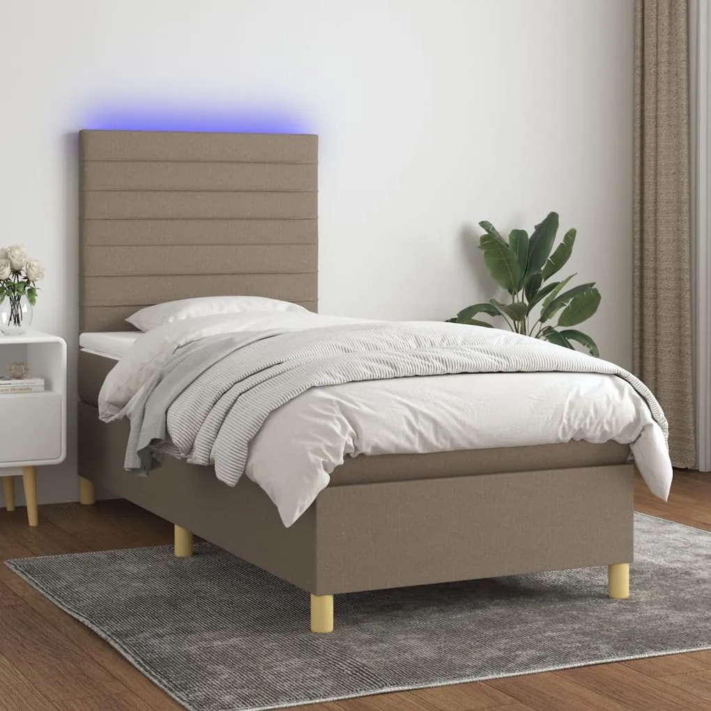 Box spring postel s matrací a LED taupe 100x200 cm textil 3135497