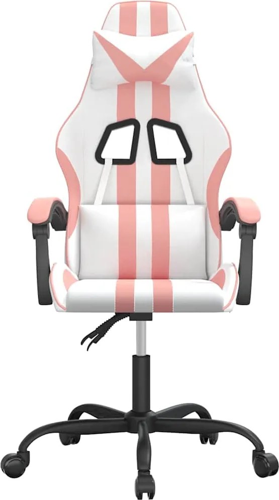Herní židle bílá a růžová umělá kůže 3143827