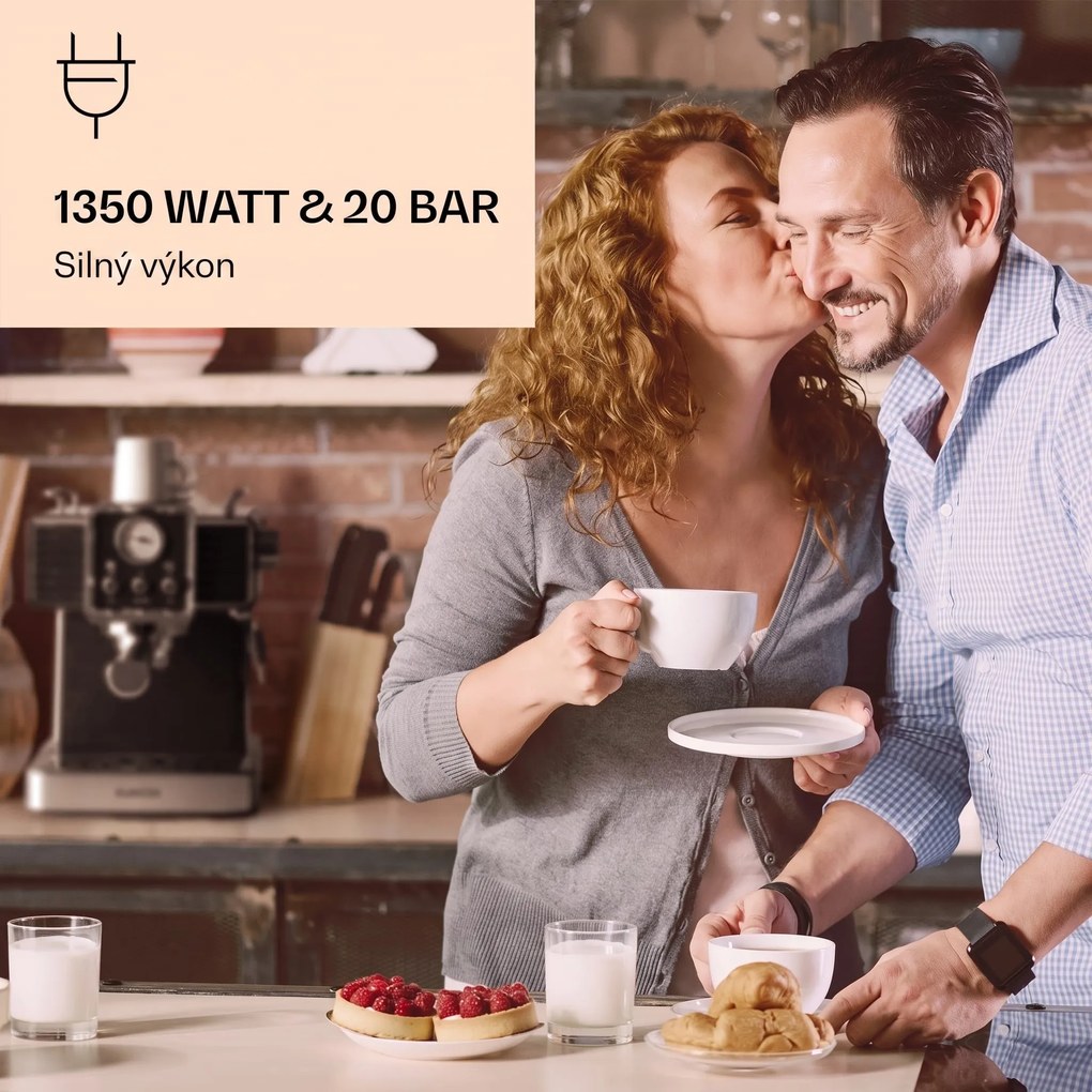 Klarstein Gusto Classico, espresso kávovar, 1350 W, 20 bar, 1,5 l
