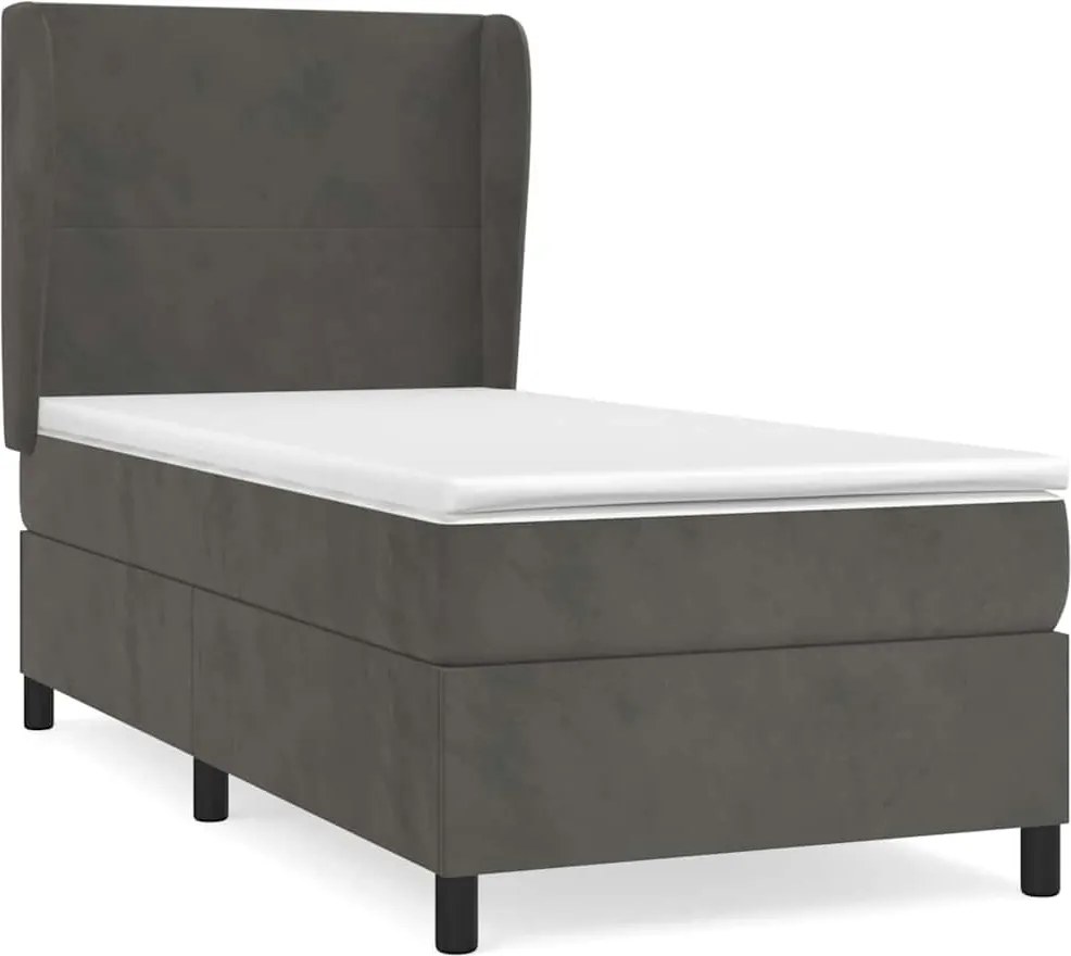 Box spring postel s matrací tmavě šedá 100x200 cm samet 3129076
