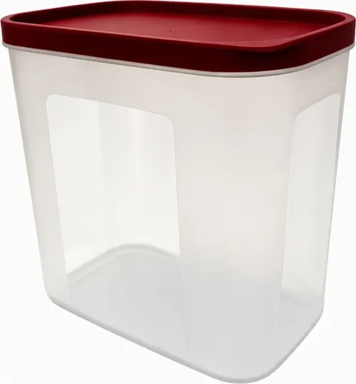 dóza na potraviny, s víkem, plast, 10x15x13,5 cm, průhledná/červená, Dekorino DP20260010