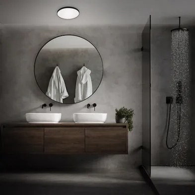 Stropní LED svítidlo BRILONER průměr 28,5cm 13W IP44 černá-bílá 3351015