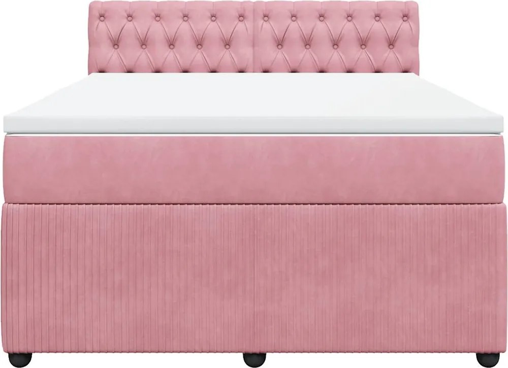 Box spring postel s matrací růžová 140x190 cm samet 3290045