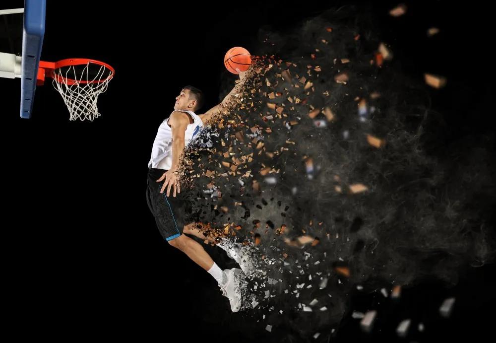 Fototapeta Basketbalista V Akci Omyvatelný vlies 416x254