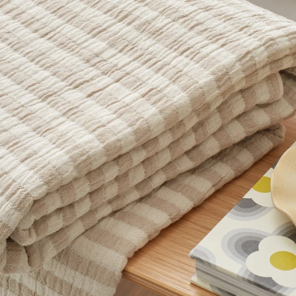 Bavlněná deka v přírodní barvě 150x200 cm Cotton Muslin Stripe – Bianca