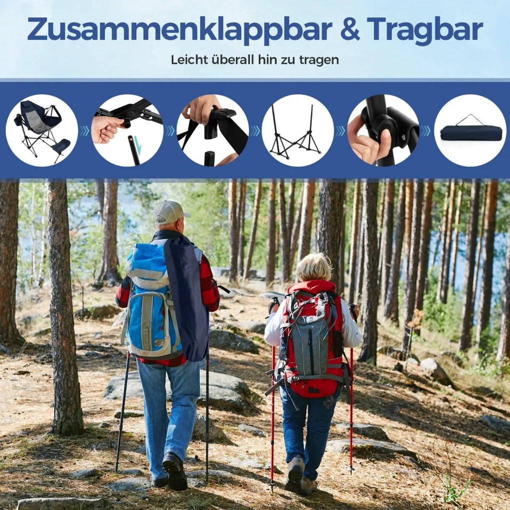 Costway Kempingové křeslo s opěrkou nohou a nastavitelným opěradlem a opěrkou
