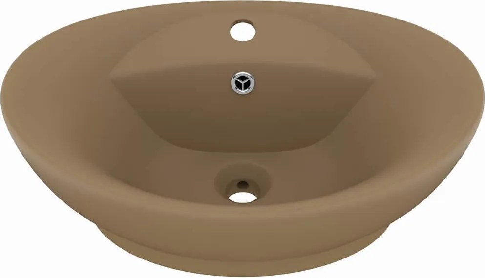 Luxusní umyvadlo přepad oválné matné krémové 58,5x39cm keramika 146941