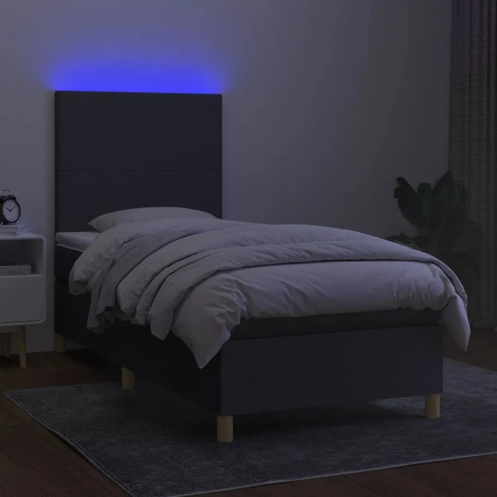 vidaXL Box spring postel s matrací a LED 90x200 cm textil [3135246] Barva: krémová