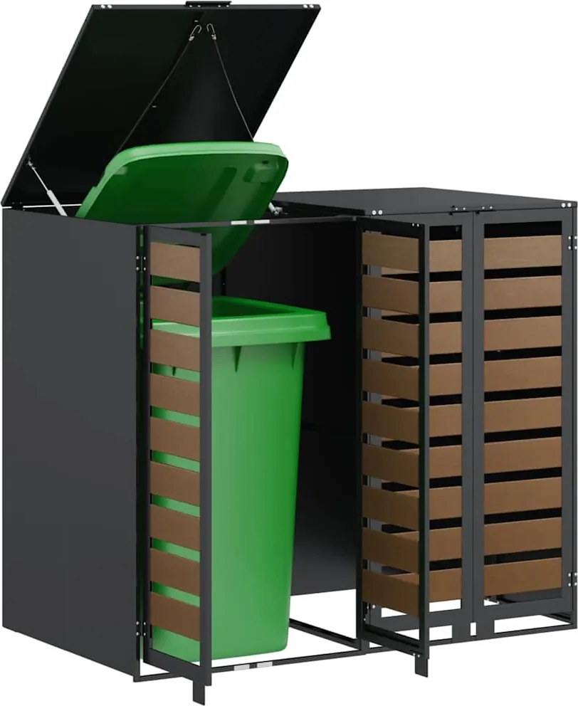 Úložný box na 3 popelnice Ocel Antracit 3394768