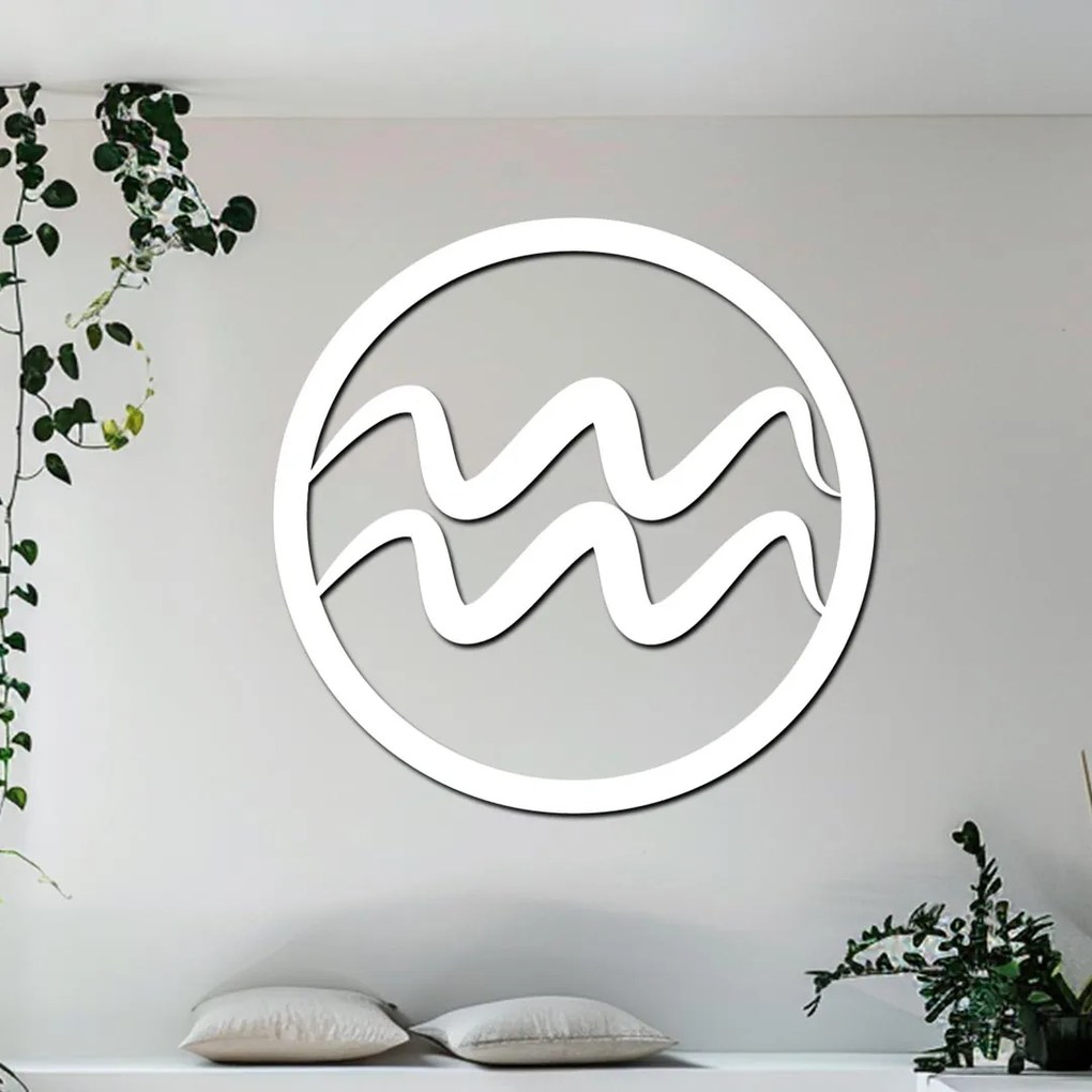 dřevo života Dřevěný obraz znamení zvěrokruhu Vodnář Zvolte rozměr (cm): 40x40, Zvolte barvu dekoru: Bílá