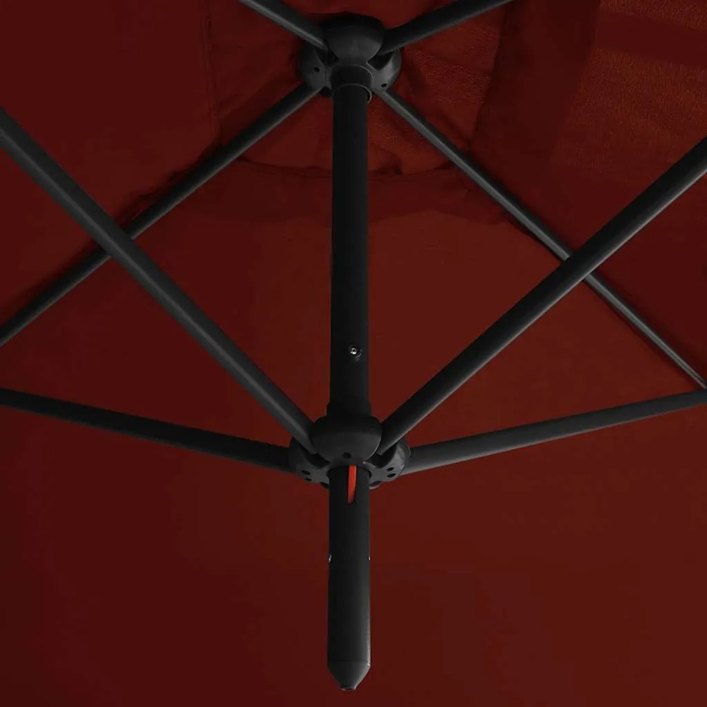 Dvojitý zahradní slunečník s ocelovou tyčí terakota 600x300 cm 312559