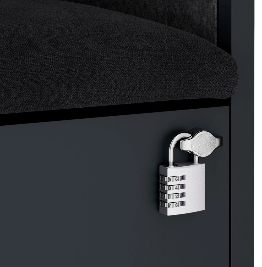 Kancelářská akustická kabina se sedátkem a USB-C portem, korpus antracitový / sedák tmavě šedá, 1150 mm: SALLY MentalBox