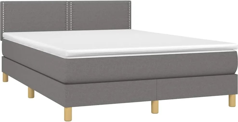 Box spring postel s matrací a LED tmavě šedá 140x190 cm textil 3133630