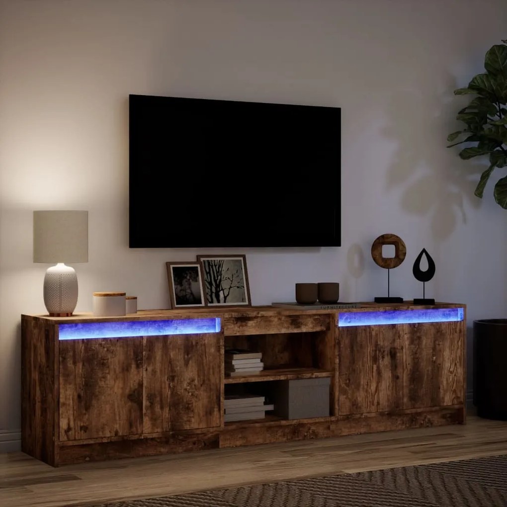 TV skříňka s LED kouřový dub 180 x 34 x 50 cm kompozitní dřevo 3307916