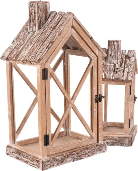 Set dvou dřevěných luceren hnědý DA219 (2 ks)