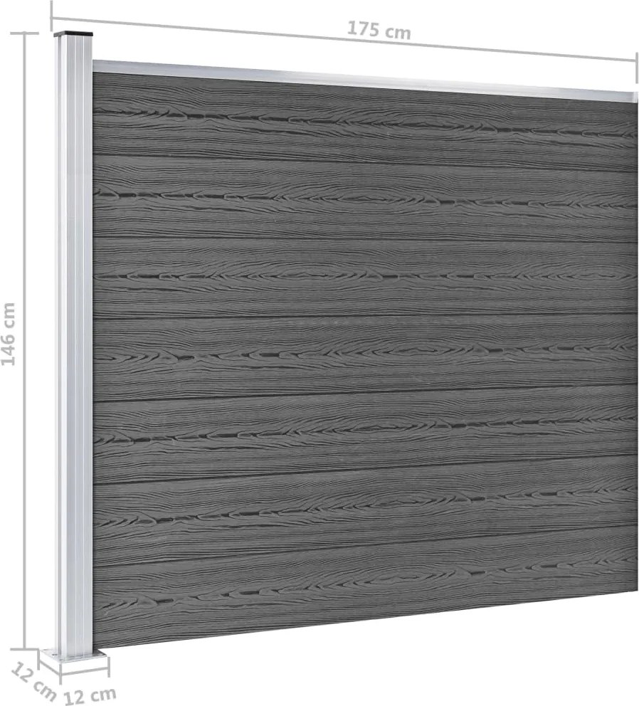 vidaXL Zahradní plot WPC 699 x 146 cm černý