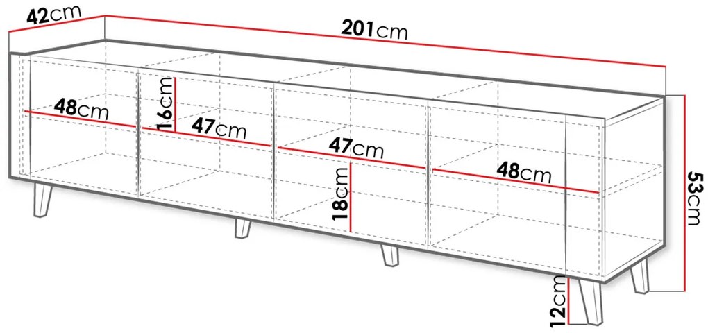 Televizní stolek LORDA - dub kraft / černý
