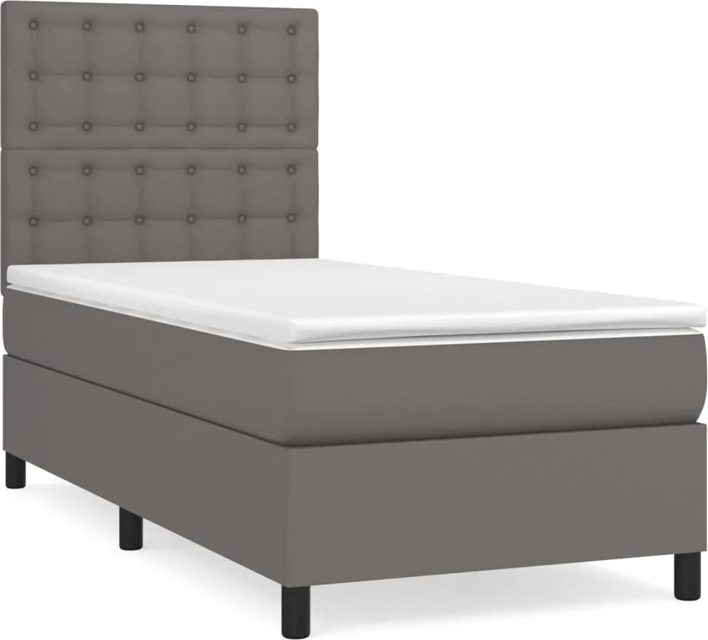 Box spring postel s matrací šedá 100x200 cm umělá kůže 3142831