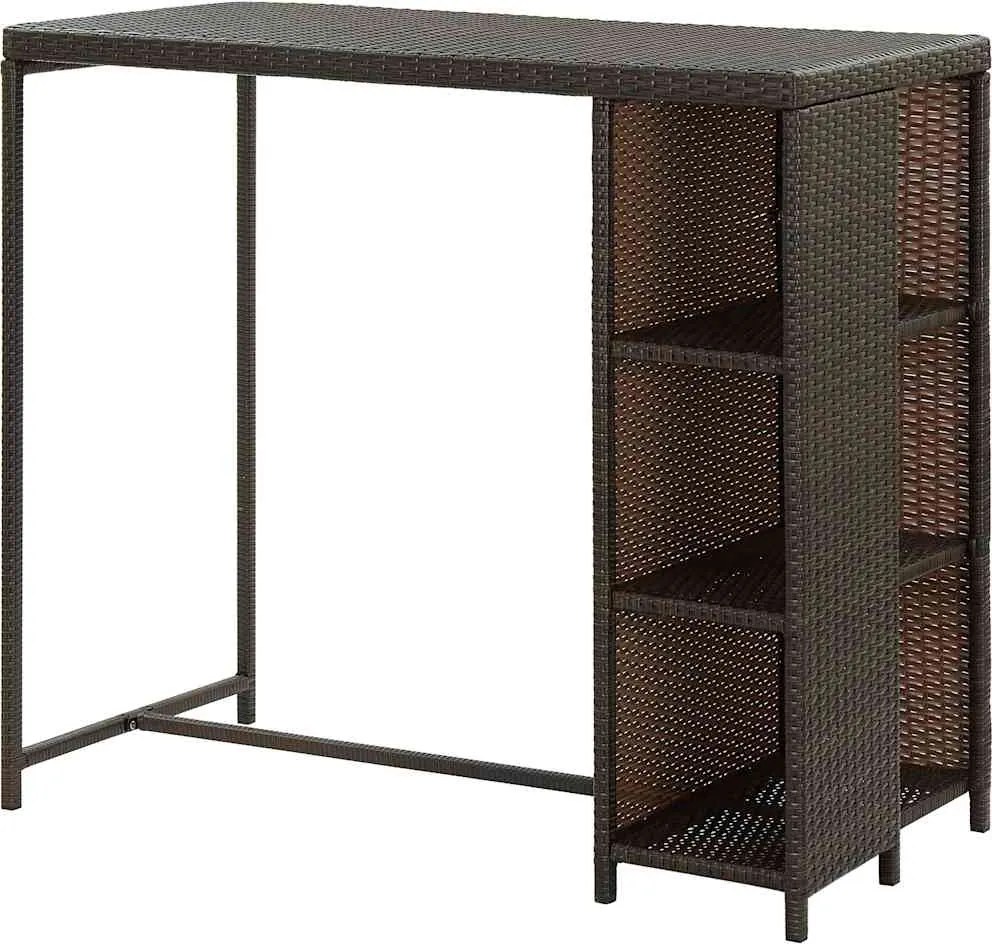 Barový stolek s úložným regálem hnědý 120x60x110 cm polyratan 313475