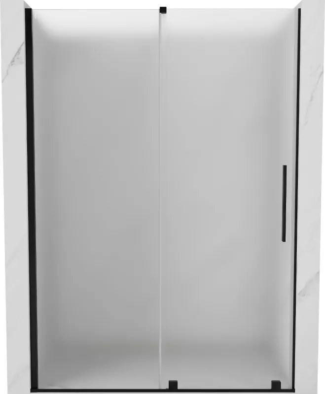 Mexen Velar, posuvné sprchové dveře do otvoru 160 cm, 8mm sklo námraza, černá matná, 871-160-000-31-70