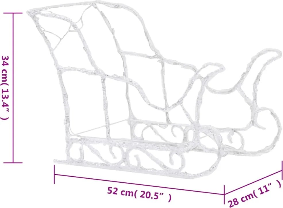vidaXL Marketos Vánoční sobi se sáněmi 160 LED diod 130 cm akryl