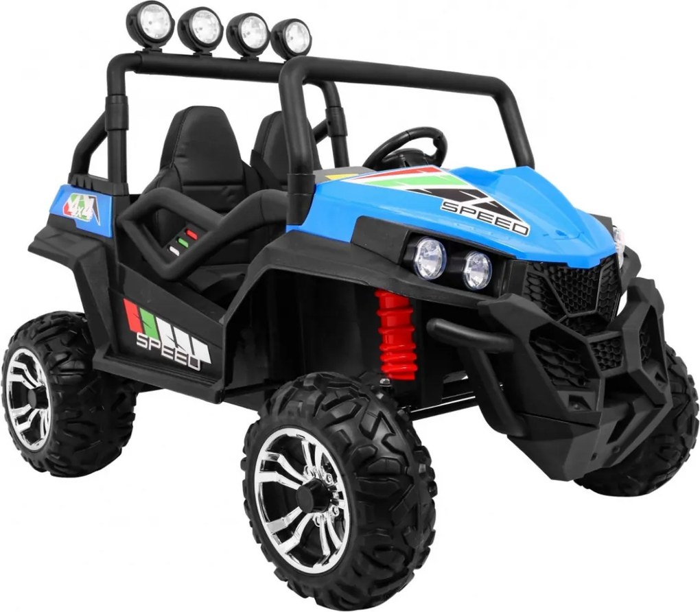 Ramiz Terénní bugina Strong pro děti modrá + pohon 4x4 + dálkové ovládání + nosič zavazadel + rádio MP3 + LED