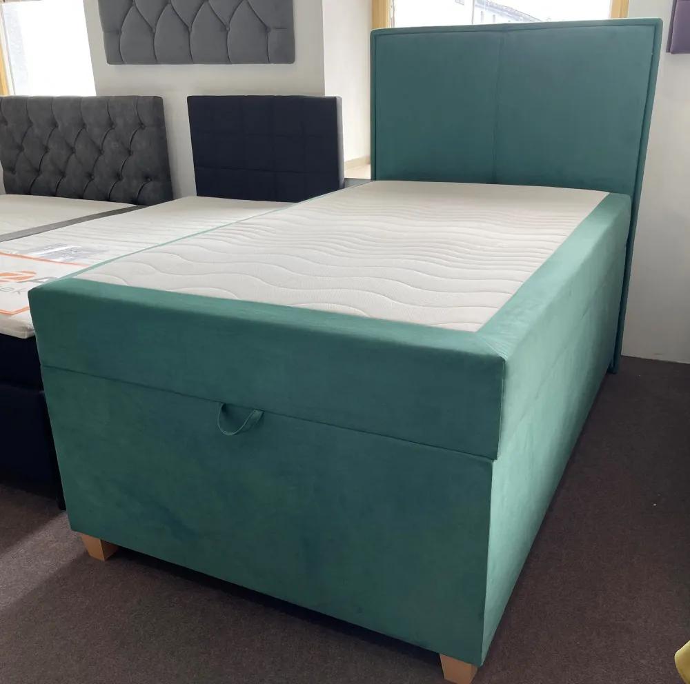 Vysoká boxspring postel 120x200 s úložným prostorem - zelená Fancy 36 - výprodej expozice