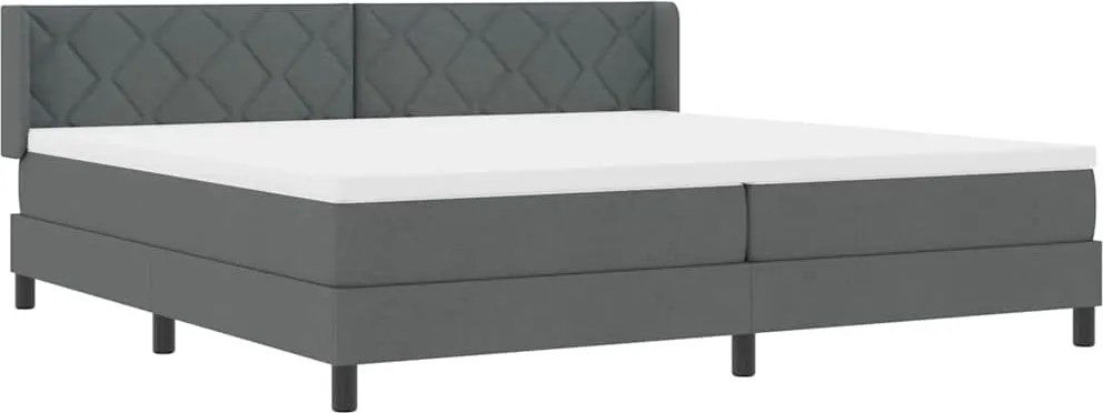Postel s boxspringem s čelo Tmavě šedá 200 x 200 cm textil 3341189