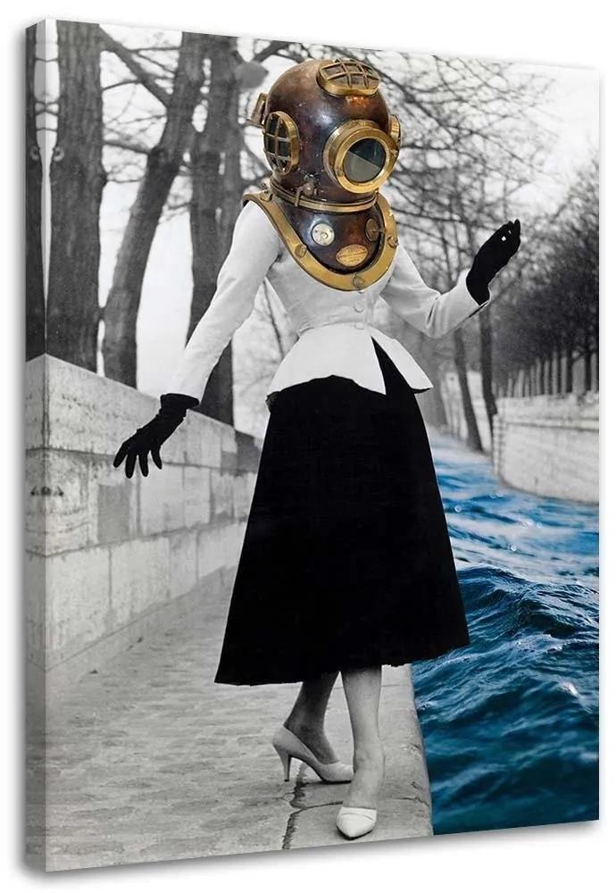Gario Obraz na plátně Žena s potápěčskou helmou - Lili Chartrand Rozměry: 40 x 60 cm