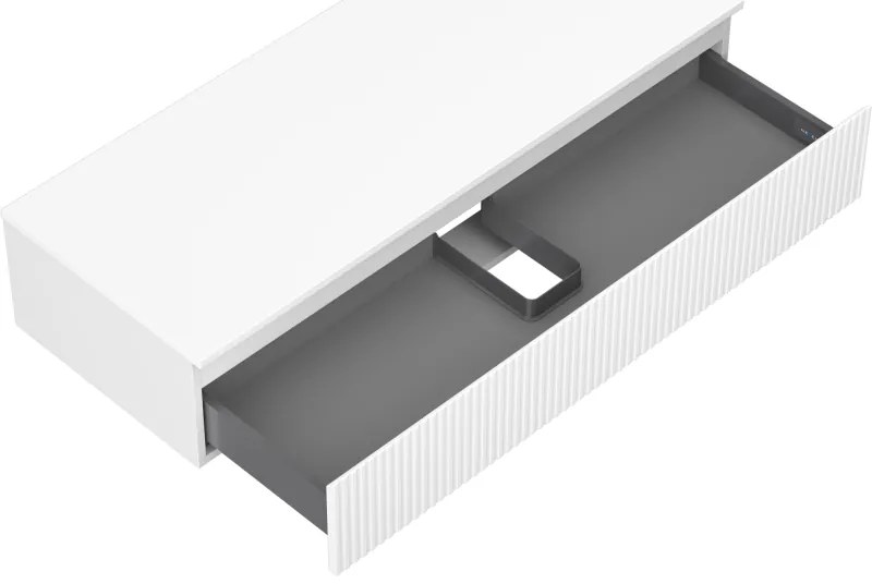 Mexen Rivel, koupelnová skříňka 120 cm s horní částí, 1 zásuvka, drážkovaná, bílá matná, 91A20-12023-1-BFC01