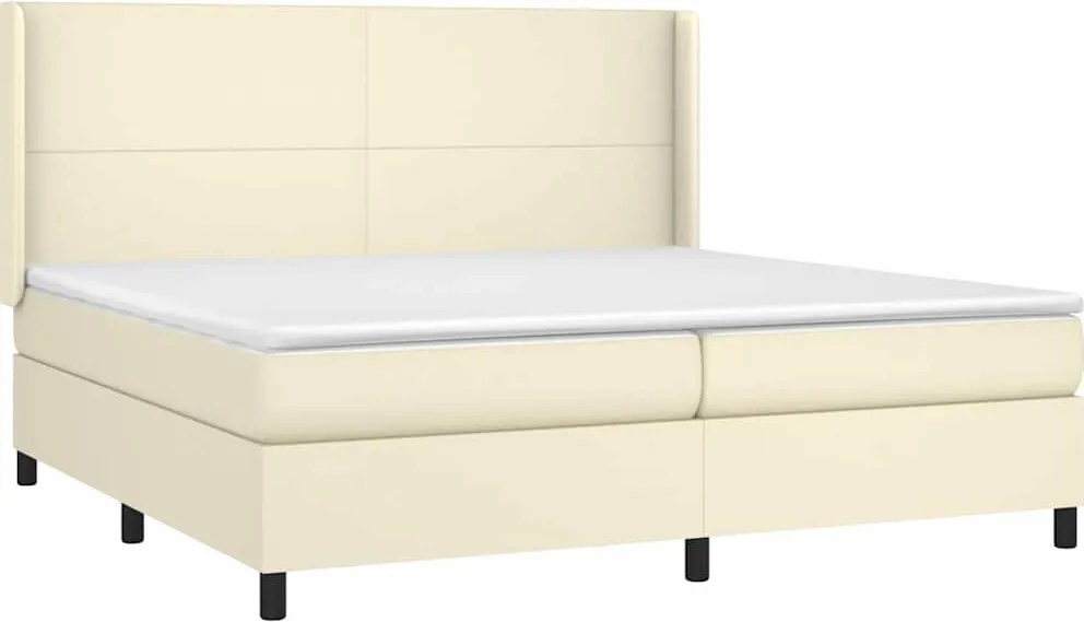 Box spring postel s matrací krémová 200x200 cm umělá kůže 3132401