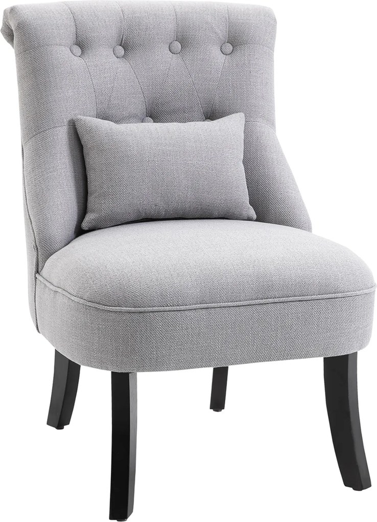 HOMCOM polohovací křeslo TV křeslo s opěrným polštářem, zvýšené nohy, lněná šedá 52.5x69x77cm pro pohodlnou relaxaci | Aosom.de