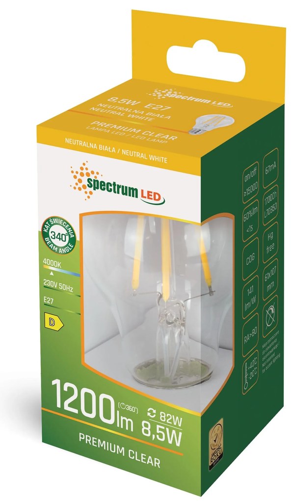 Spectrum LED LED žárovka GLS E-27 8,5W WOJ+14596