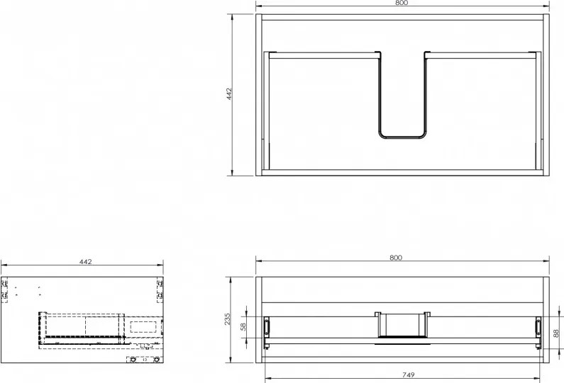 Mexen Box-A, závěsná skříňka 80 cm, 1 zásuvka, bílá matná, 91AX0-0800-235-1-01
